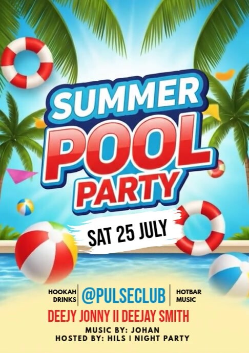 Pool party A4 Template | PosterMyWall